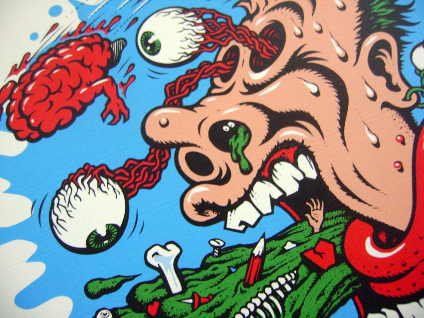 Jimbo Phillips Euro Tour Barf Brain art poster · Jimbo Phillips ...