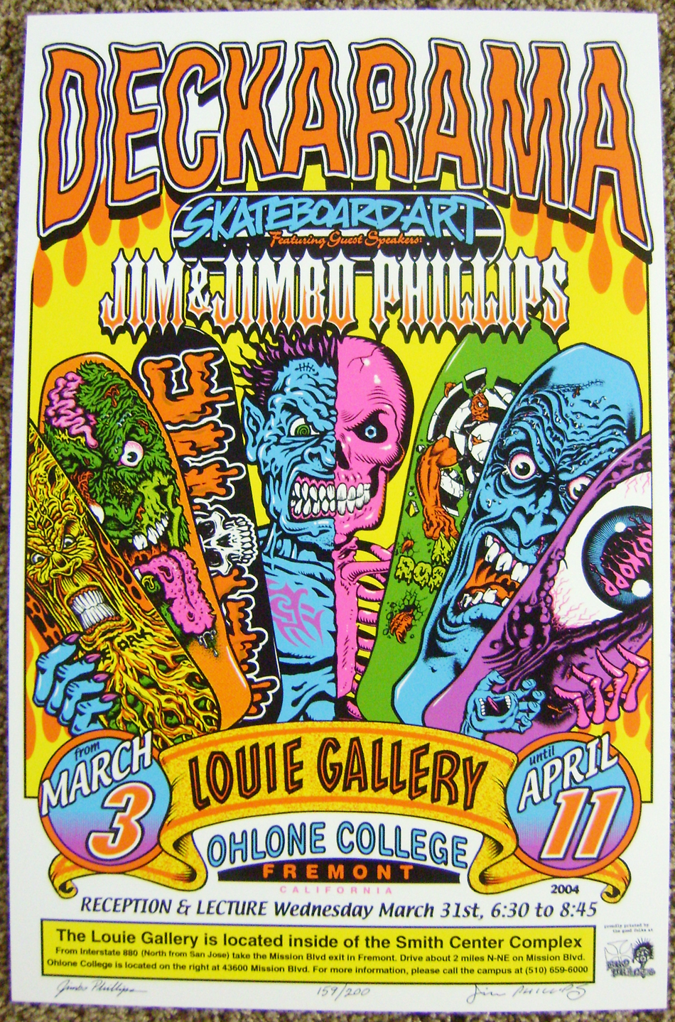 SIGNED by BOTH artist Jimbo and Jim Phillips DECKARAMA screenprinted ...