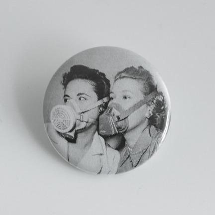 Gas Mask Girls - Vintage Pinback Button, Pin-up Girls Pin, Gas Mask ...