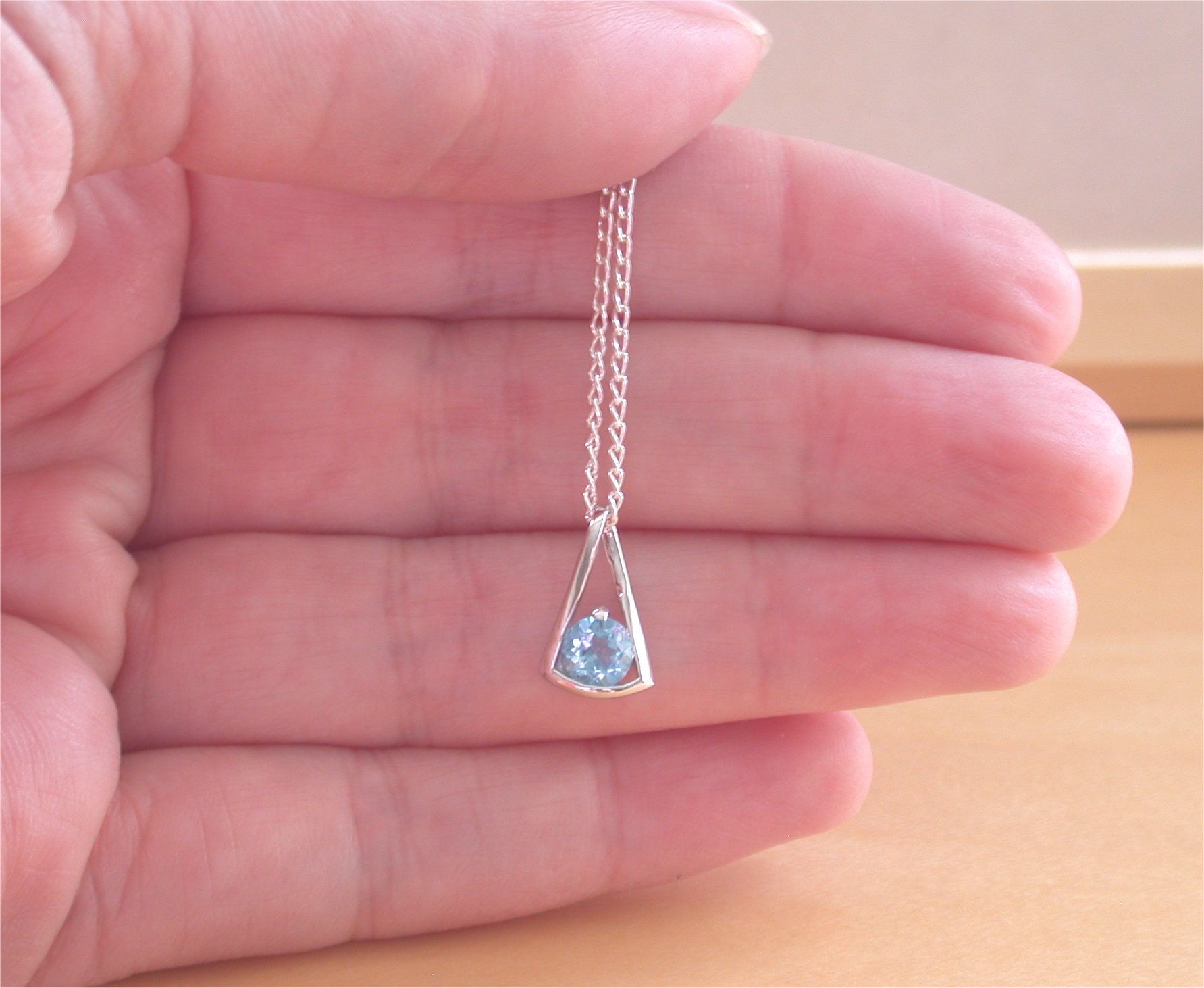 925 Blue Topaz Pendant 18" Sterling Silver Chain/Topaz Necklace/Topaz ...
