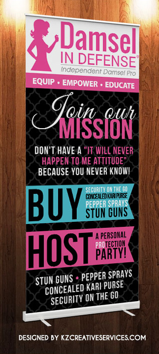 DAMSEL IN DEFENSE - RETRACTABLE BANNER · KZ Creative Services · Online ...