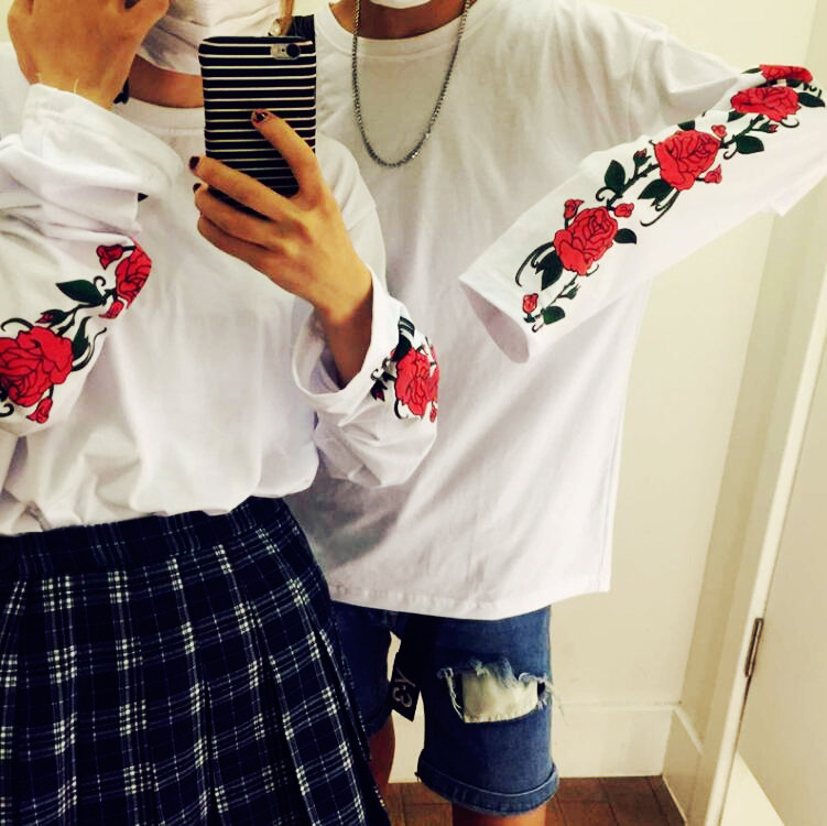 Rose Printed Long Sleeve T-shirt on Storenvy