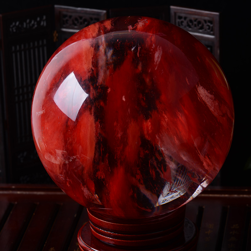 Red Citrine Calcite Quartz Crystal Sphere Ball Healing Gemstone+Stand ...