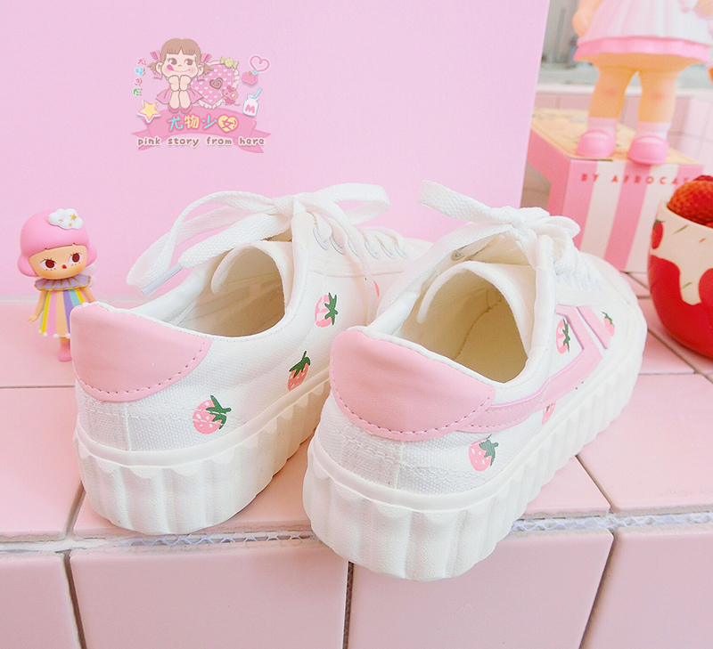 New sweet and lovely strawberry canvas shoes sneakers on Storenvy