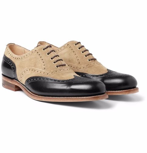 Handmade Two Tone Leather Suede Shoes Wingtip Oxford Dress Formal Shoes ...