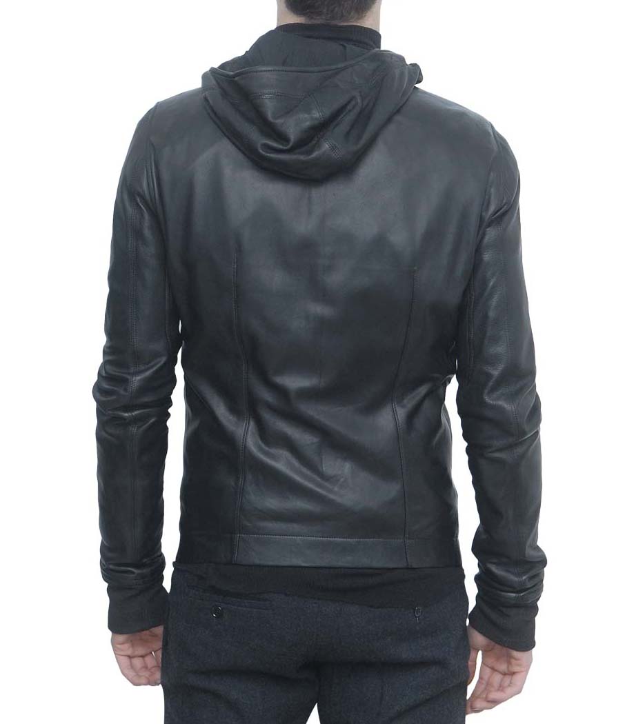 Handmade Black Leather Bullet Jacket,Fashion Designer H podded Leather ...