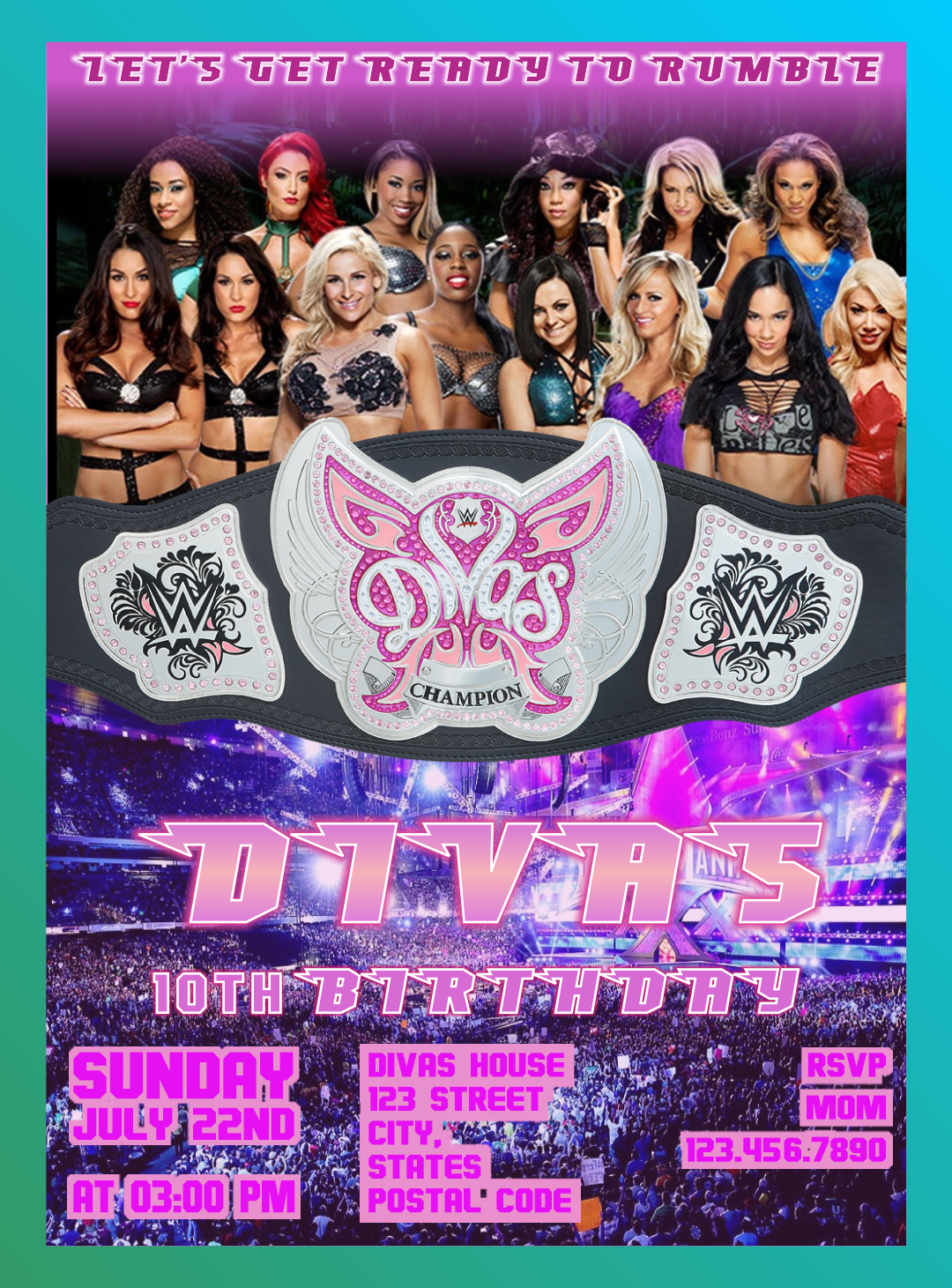 Divas birthday invitation, Divas party invitation, Divas digital ...