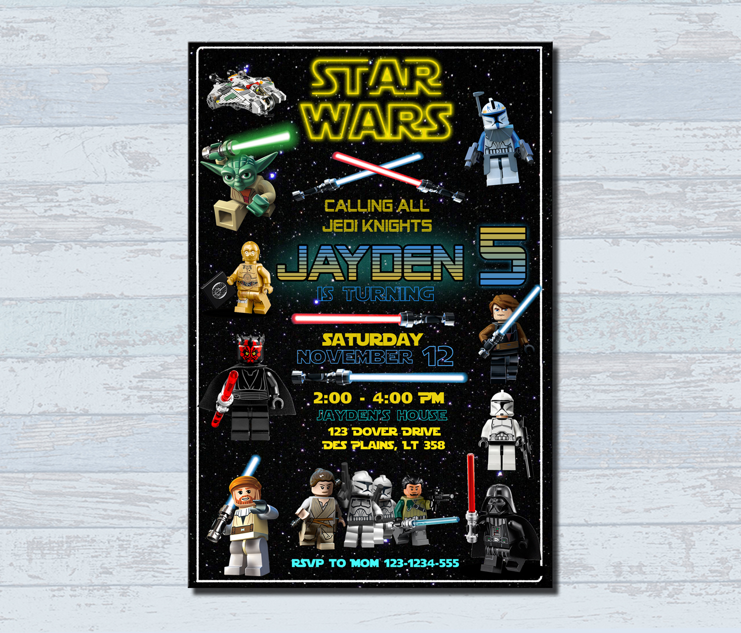 Lego Star Wars Invitations