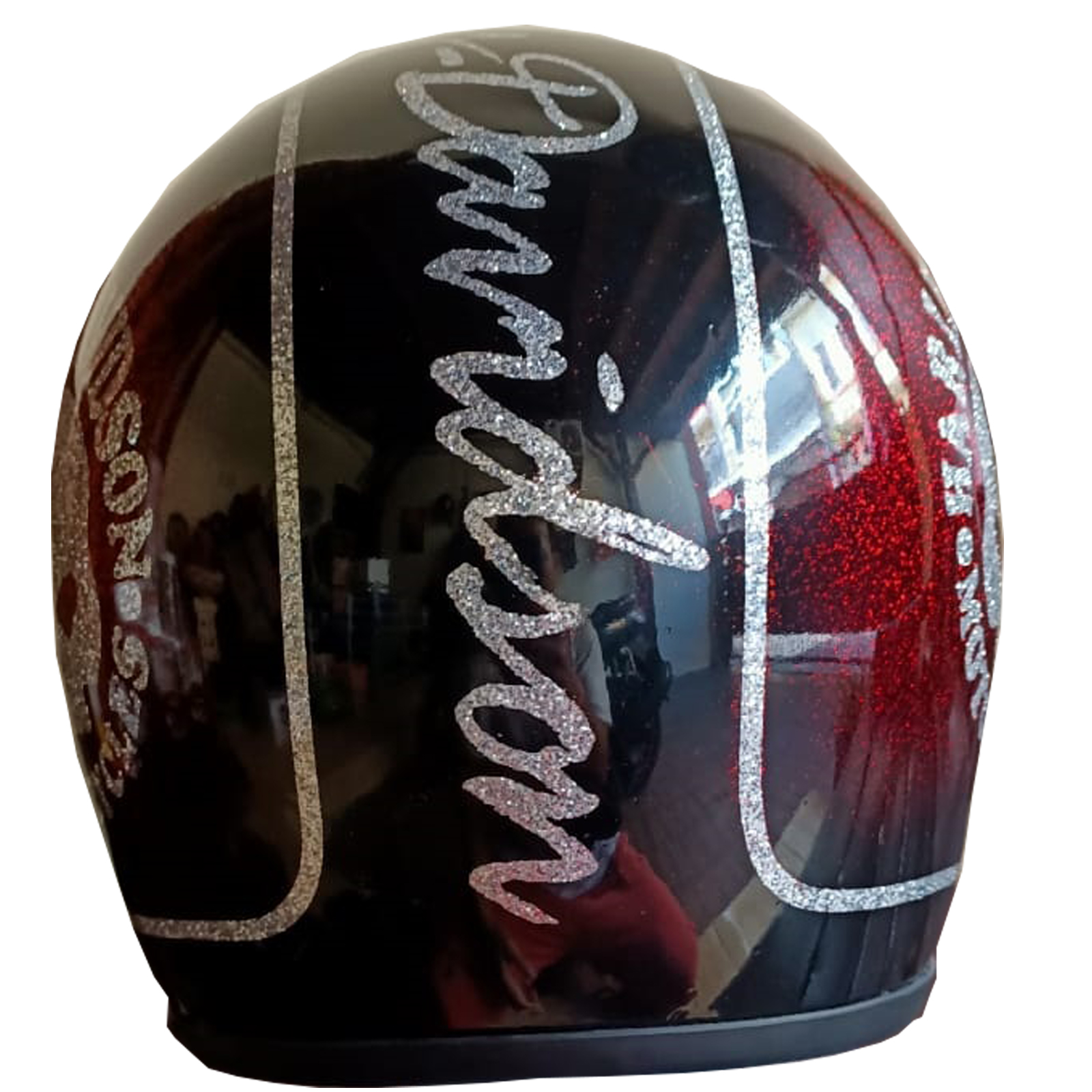 Glossy Metallic Maroon Harley Davidson Open Face Motorcycle Helmet with ...